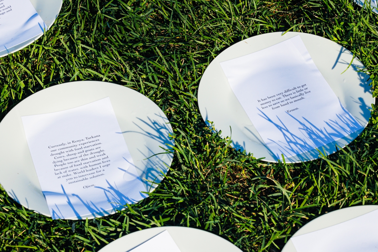 A Thousand Empty Plates Outside the U.N. Represent