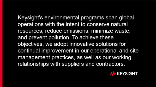 Keysight Reports on Environmental Sustainability