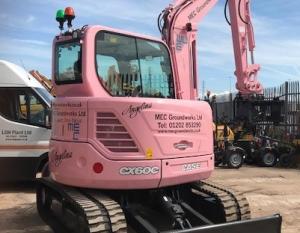 Pink CASE Excavator Helps Fights Breast Cancer